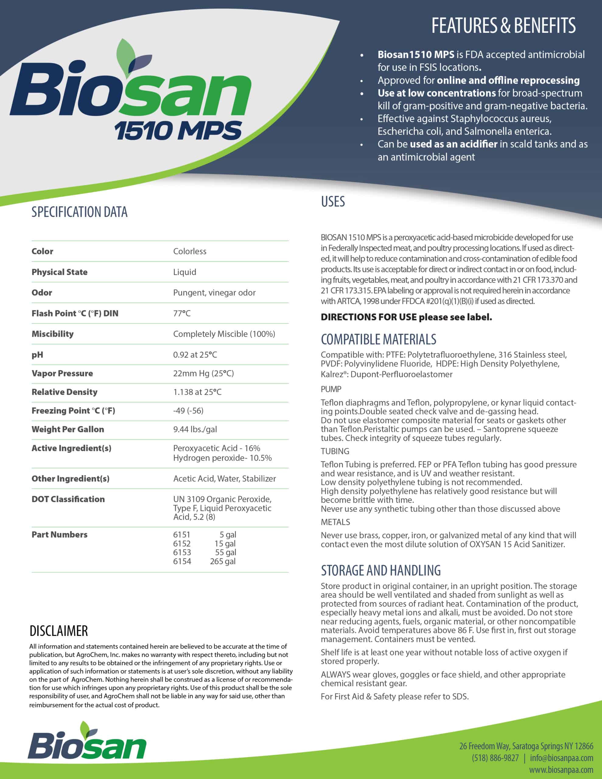 FDA Accepted Peracetic Acid Products | Biosan